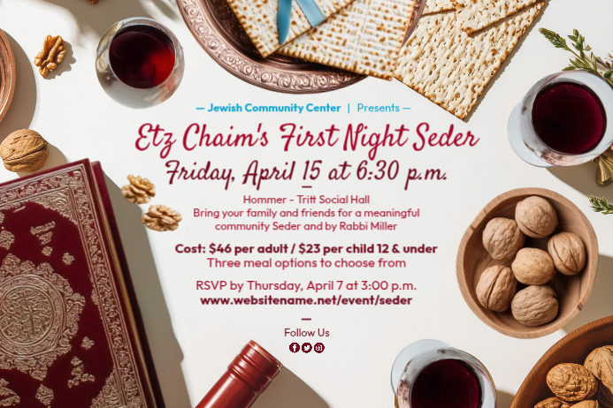 Copy of Passover Seder Night Invite Post Template | PosterMyWall