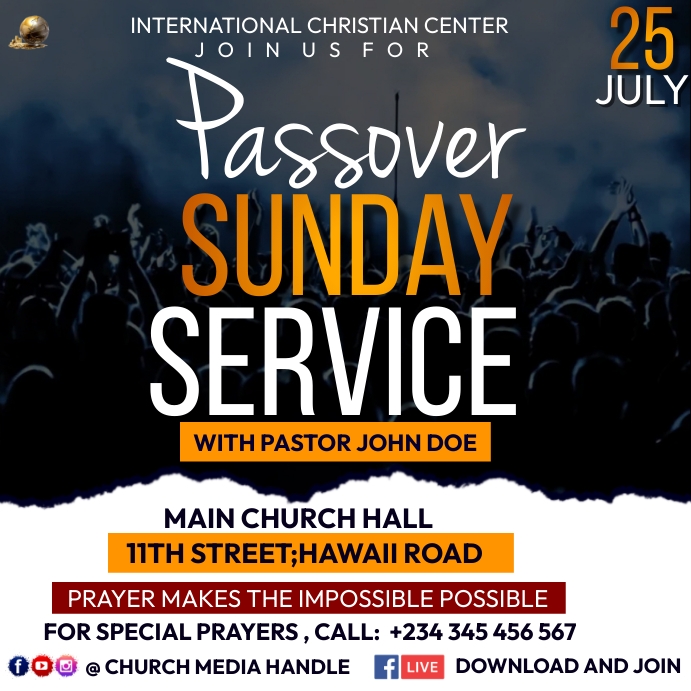 Copy of passover sunday service | PosterMyWall