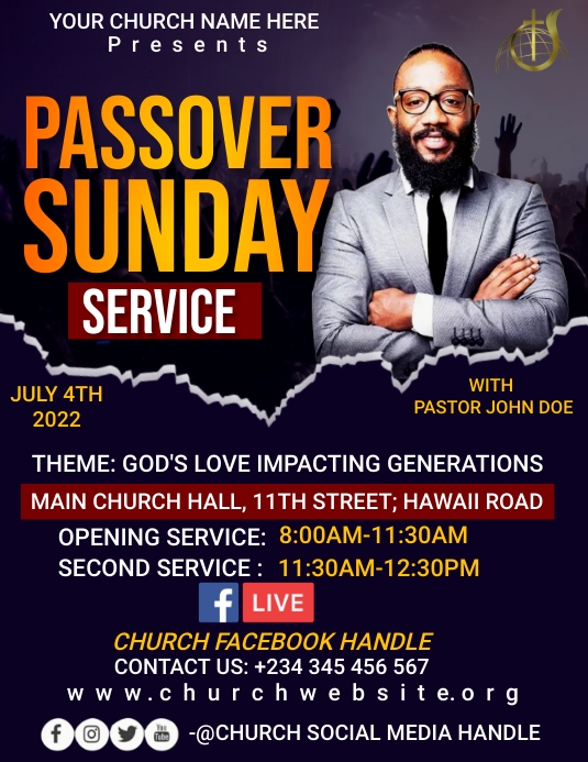 passover sunday service Template | PosterMyWall
