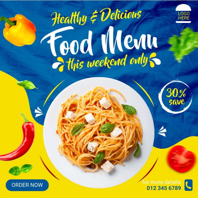Pasta Food Menu Ads Template | PosterMyWall