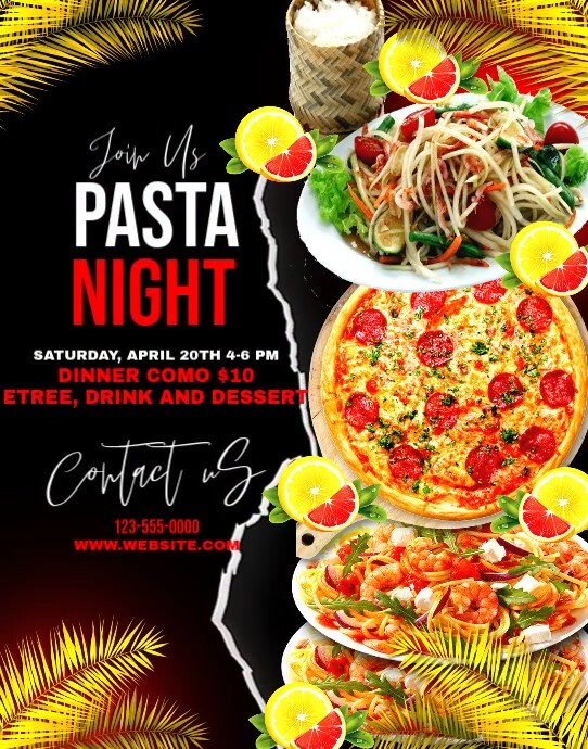 Pasta Night Party Flyer Template | PosterMyWall