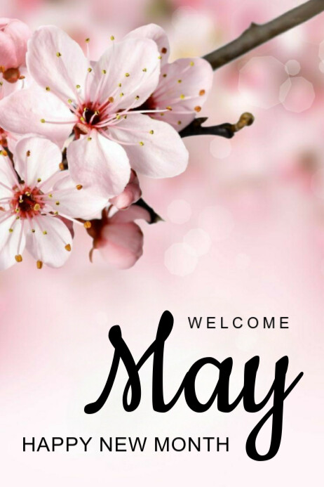 Pastal floral Happy new month of May greeting card Template | PosterMyWall