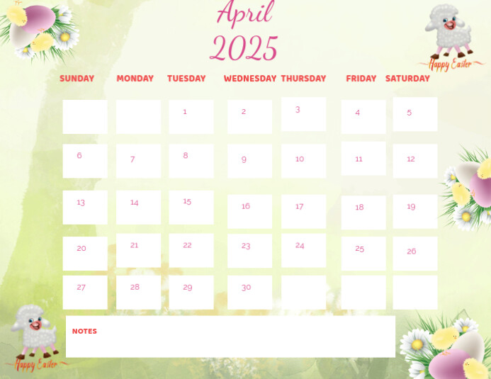 Pastel April Calender Flyer (us Letter) Template | PosterMyWall