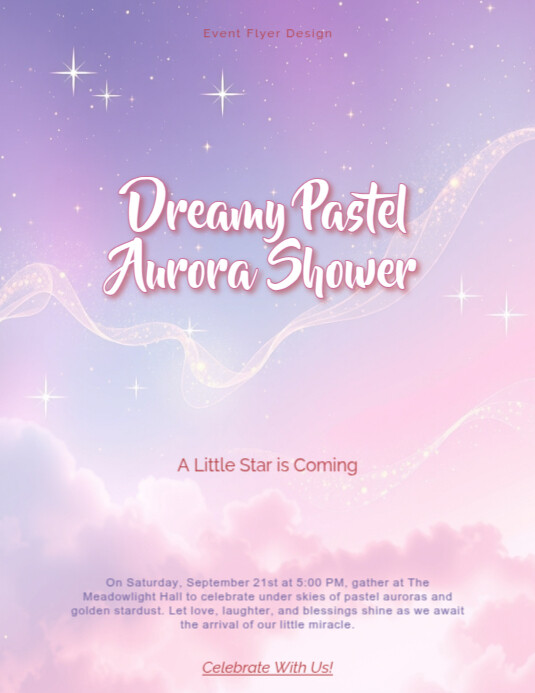 Pastel aurora baby shower gradient flyer template | PosterMyWall
