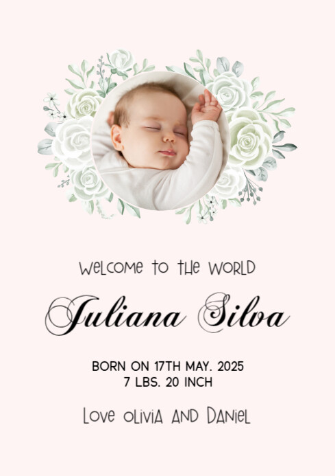 Pastel Baby Born Congratulations Templates A4 | PosterMyWall