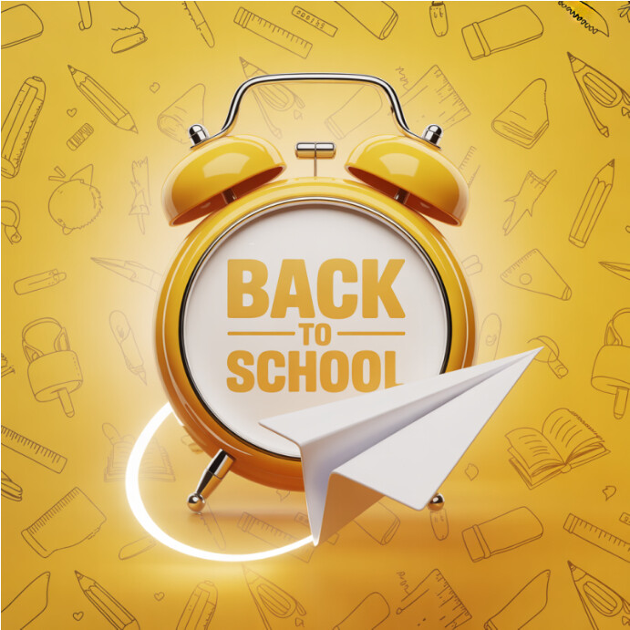 Pastel Back To School Alarm Clock Poster | Fun Paper Plane Classroom ...