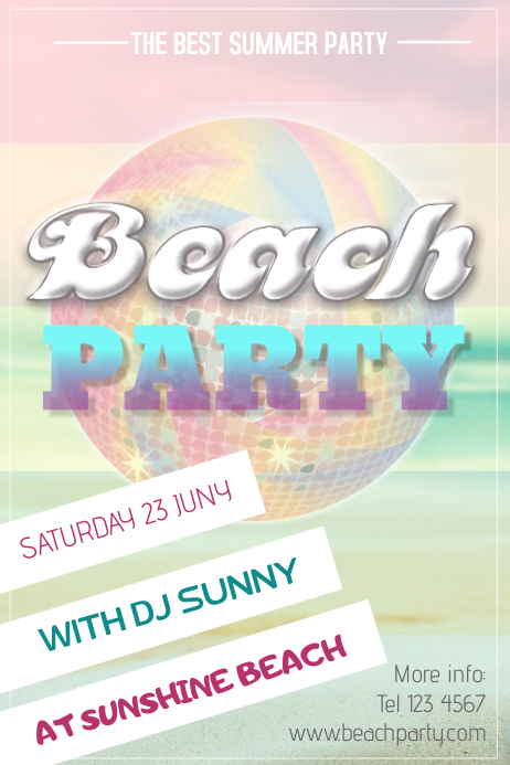 pastel beach party event portrait poster Template | PosterMyWall