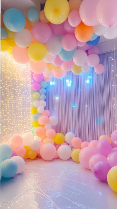 Copy of Pastel Birthday Balloons Digital Display (9:16) | PosterMyWall