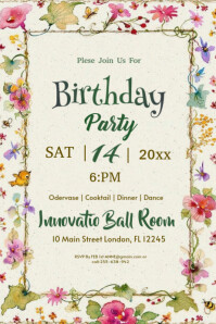 White Pastel Birthday Card Poster Template | PosterMyWall