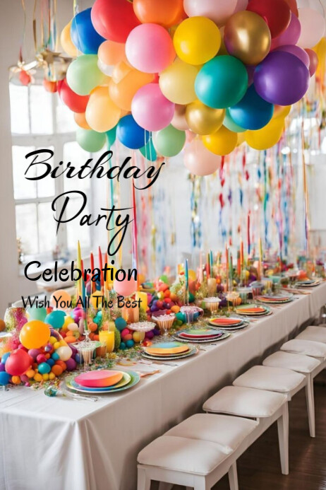 Pastel Birthday Party Celebration Poster Template | PosterMyWall