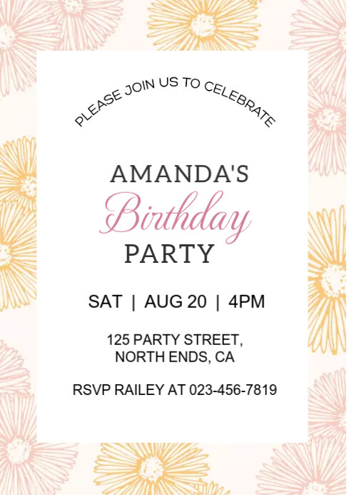 Copy of Pastel Birthday Party Invitation Template A4 | PosterMyWall