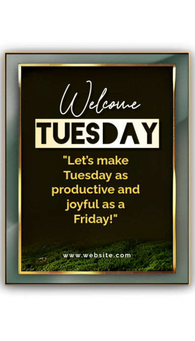 Pastel Black And Green Background Joyful Welcome Tuesday Business Card ...