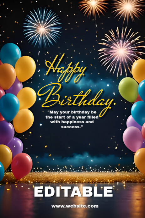 Plantilla de Pastel Blue Background Joyful Happy Birthday Poster ...