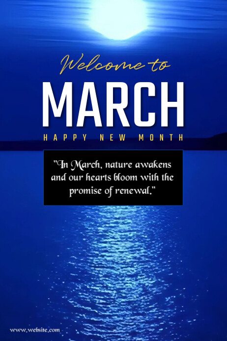 Copy of Pastel Blue Background Joyful Welcome To March Poster ...