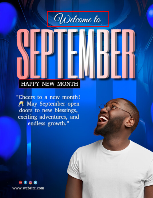 Copy of Pastel Blue Background Joyful Welcome To September Flyer (us ...