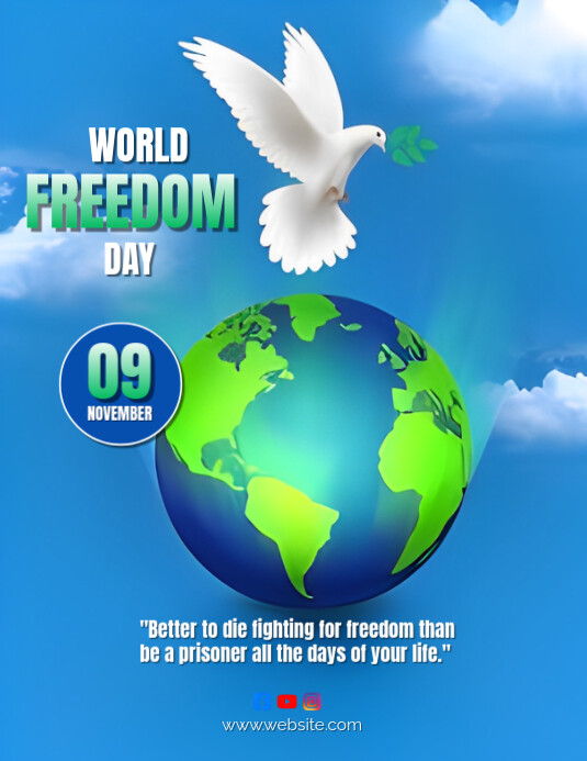 Pastel Blue Background Maximalist World Freedom Day Flyer (us Letter ...
