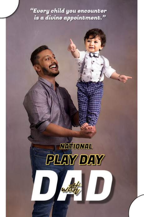 Pastel Brown Background Joyful National Play Day With Dad Poster ...