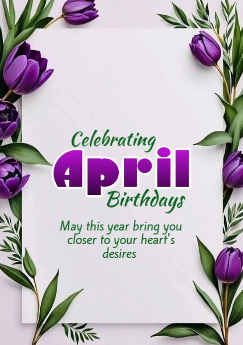 Pastel Celebrating April Birthdays A4 Template | PosterMyWall