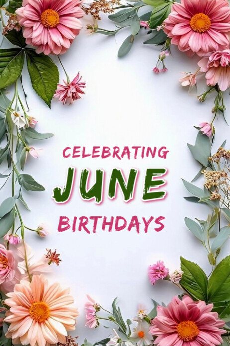 Pastel Celebrating June Birthdays Banner 4' × 6' Template | PosterMyWall