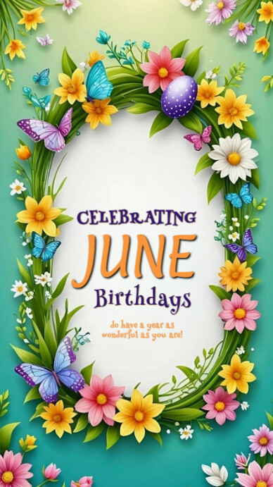 Pastel Celebrating June Birthdays Whatsapp Status Template | PosterMyWall