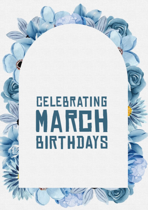 Pastel Celebrating March Birthdays A4 Template | PosterMyWall