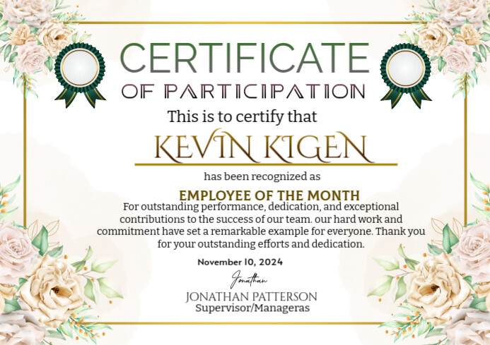 Pastel Certificate Of Participation A4 Template | PosterMyWall