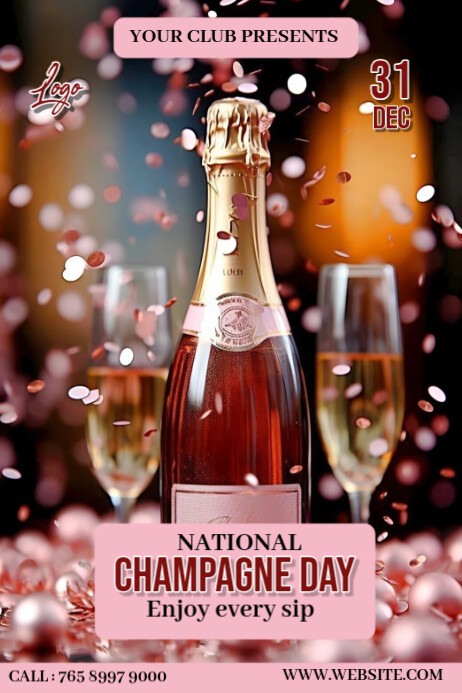 Pastel Champagne Day Poster Template | PosterMyWall