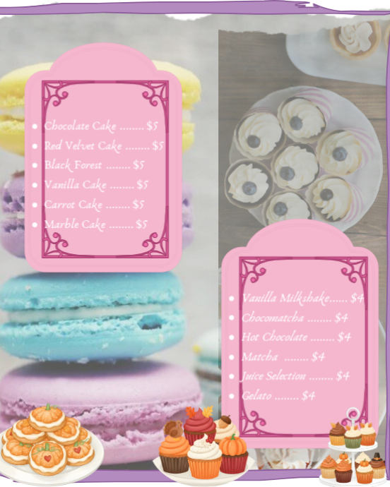 Pastel Color Bakery Menu Template | PosterMyWall