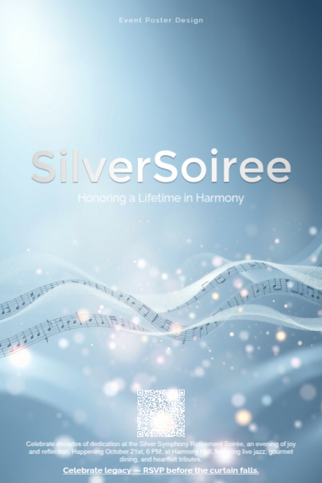 Pastel Color Gradients Happy Retirement “silver Symphony Soirée” Poster ...
