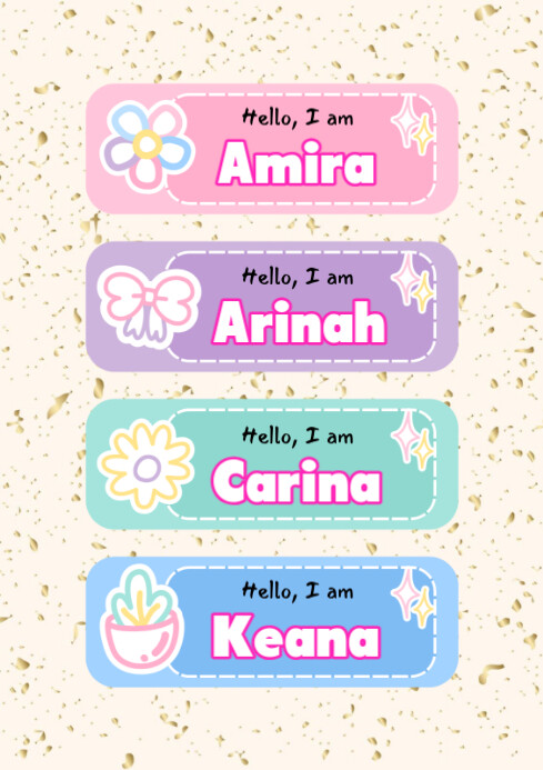 Copy of Pastel Colors Name Tags | PosterMyWall