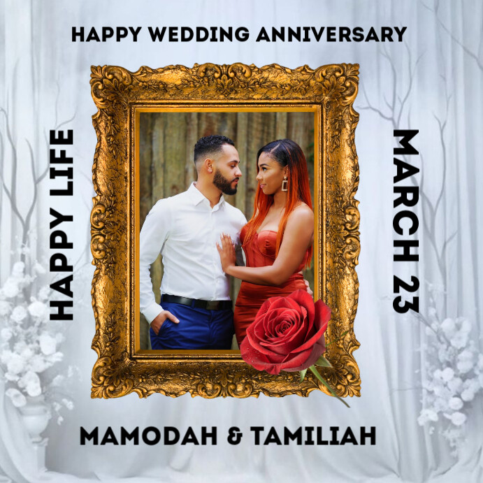 Pastel Couples Wedding Anniversary Flyer Design Instagram Post Template ...