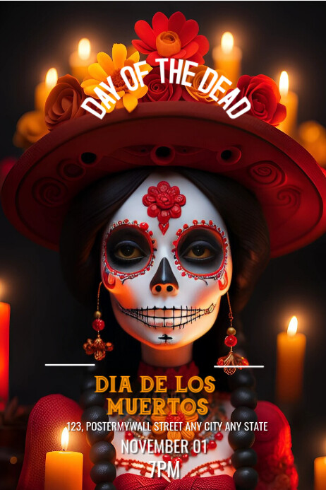 Pastel Day Of The Dead Poster Template | PosterMyWall