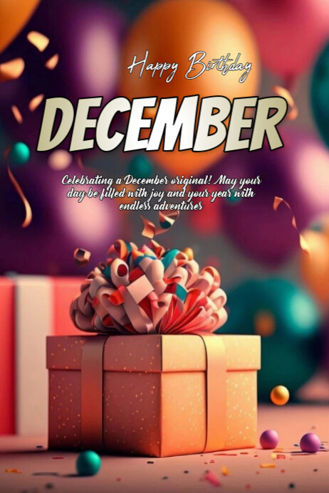 Pastel December Birthday Poster Template | PosterMyWall