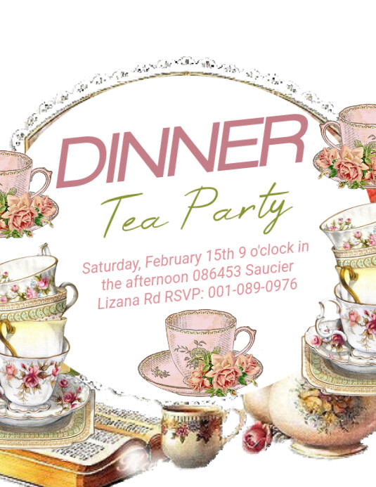 Pastel Dinner Tea Party Flyer Flyer (us Letter) Template | PosterMyWall