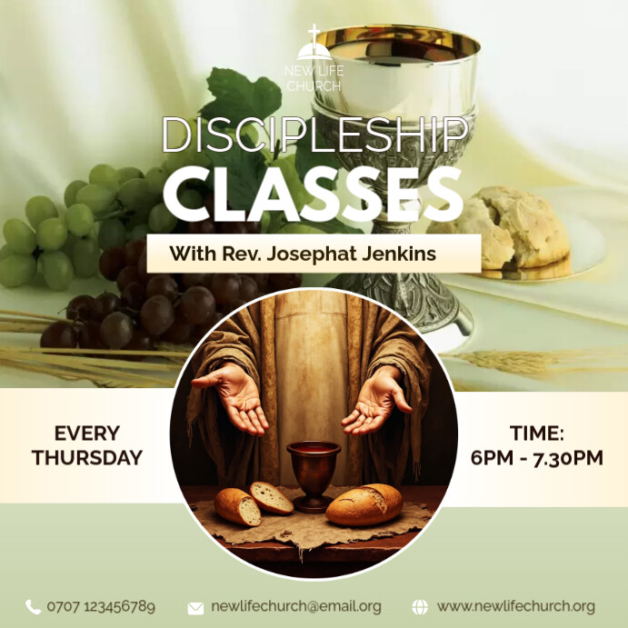 Copy of Pastel Discipleship Classes Weekly Services Bible Study Flyer ...