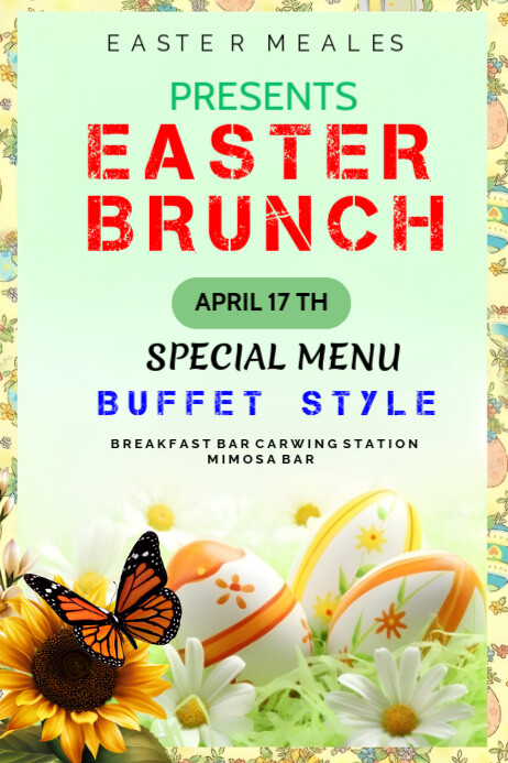 Pastel Easter Day Brunch Poster Template | PosterMyWall