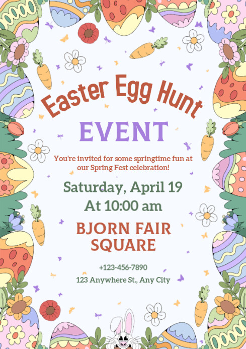 Pastel Easter Egg Hunt A4 Template | PosterMyWall