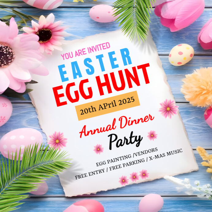Pastel Easter Egg Hunt Instagram Post Template | PosterMyWall