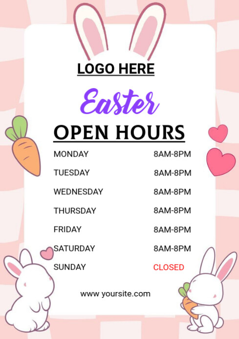 Pastel Easter Opening Hours A2 Template | PosterMyWall