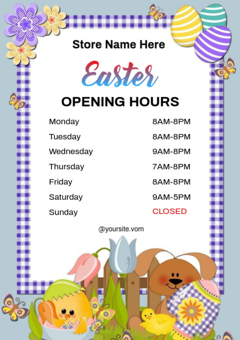 Pastel Easter Opening Hours A2 Template | PosterMyWall