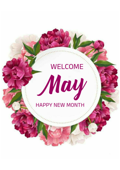 Pastel Floral Happy New Month May Greeting Template A4 | PosterMyWall