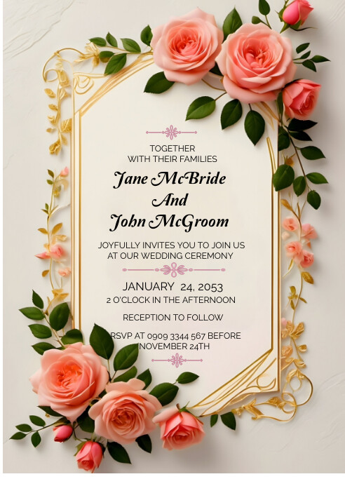 Pastel Floral Wedding Card A6 Template | PosterMyWall