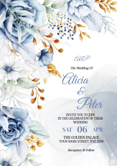 Pastel Floral Wedding Invitation Template A4 | PosterMyWall