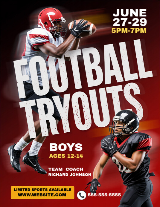 Copy of Pastel Football Tryouts Flyer Template Flyer (us Letter ...