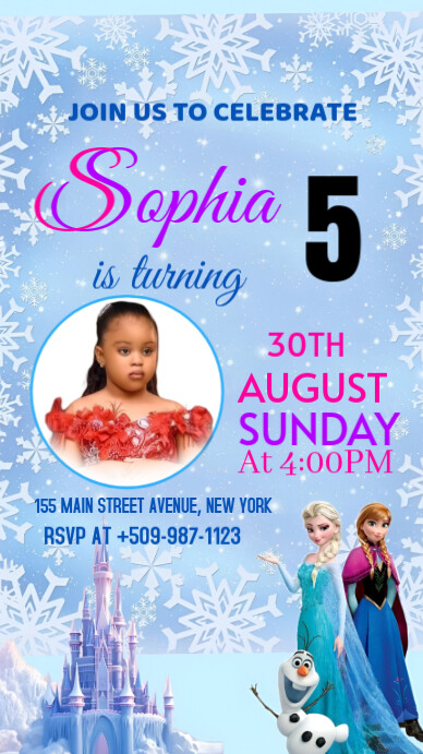 Pastel Frozen Birthday Invitation Flyer Instagram Story Template ...