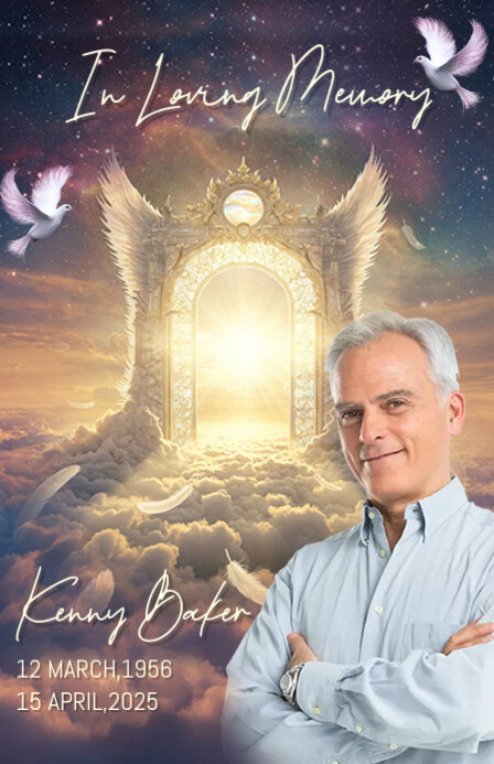 Pastel Funeral Heaven Background Half Page Wide Template | PosterMyWall