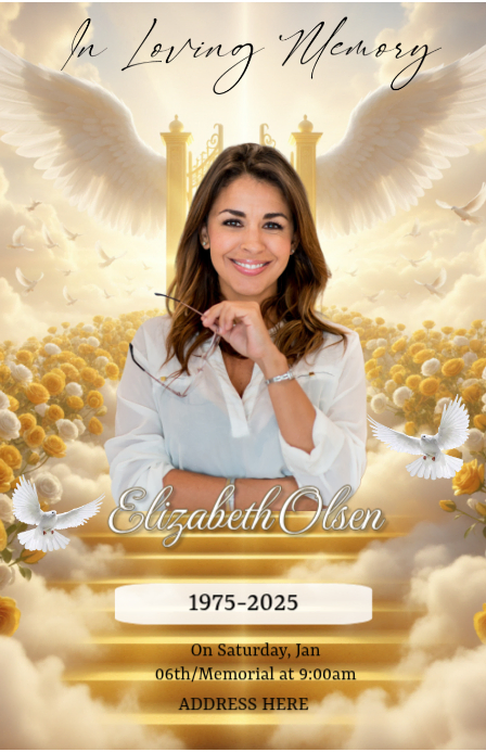 Copy of Pastel Funeral Yellow Heaven Floral Doves Angle Wing Tabloid ...