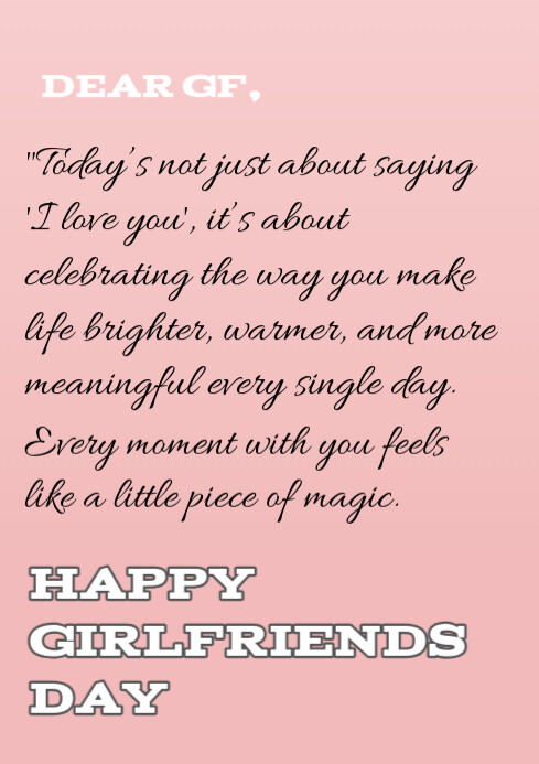 Pastel Girlfriends Day Template A4 | PosterMyWall