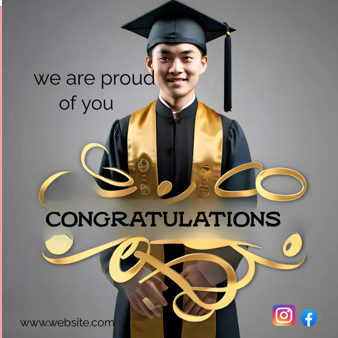 Plantilla de Pastel Gold And Black Graduation Template In | PosterMyWall