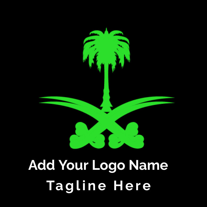 Pastel Green Coconut Palm Tree And Swords Log Template | PosterMyWall